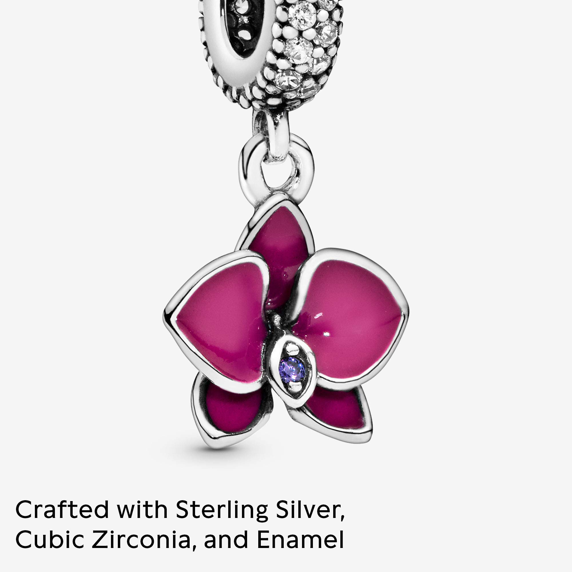 Pandora Jewelry Purple Orchid Cubic Zirconia Charm in Sterling Silver