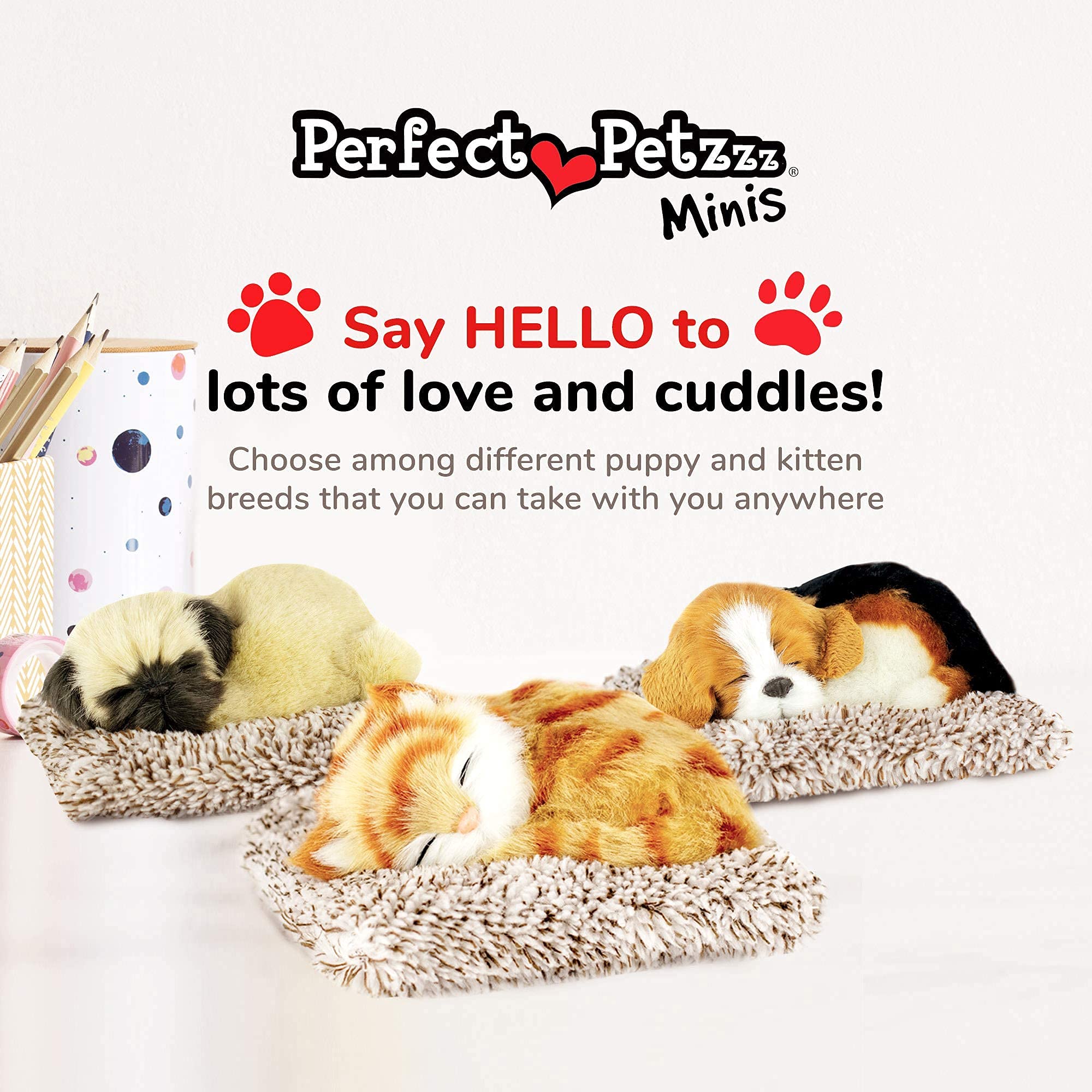 Perfect Petzzz Mini Orange Tabby Kitten, Kitty Toys for Girls, Boys, & Elderly, Realistic Cat Stuffed Animals, Battery-Operated Fake Cat Electronic Pets