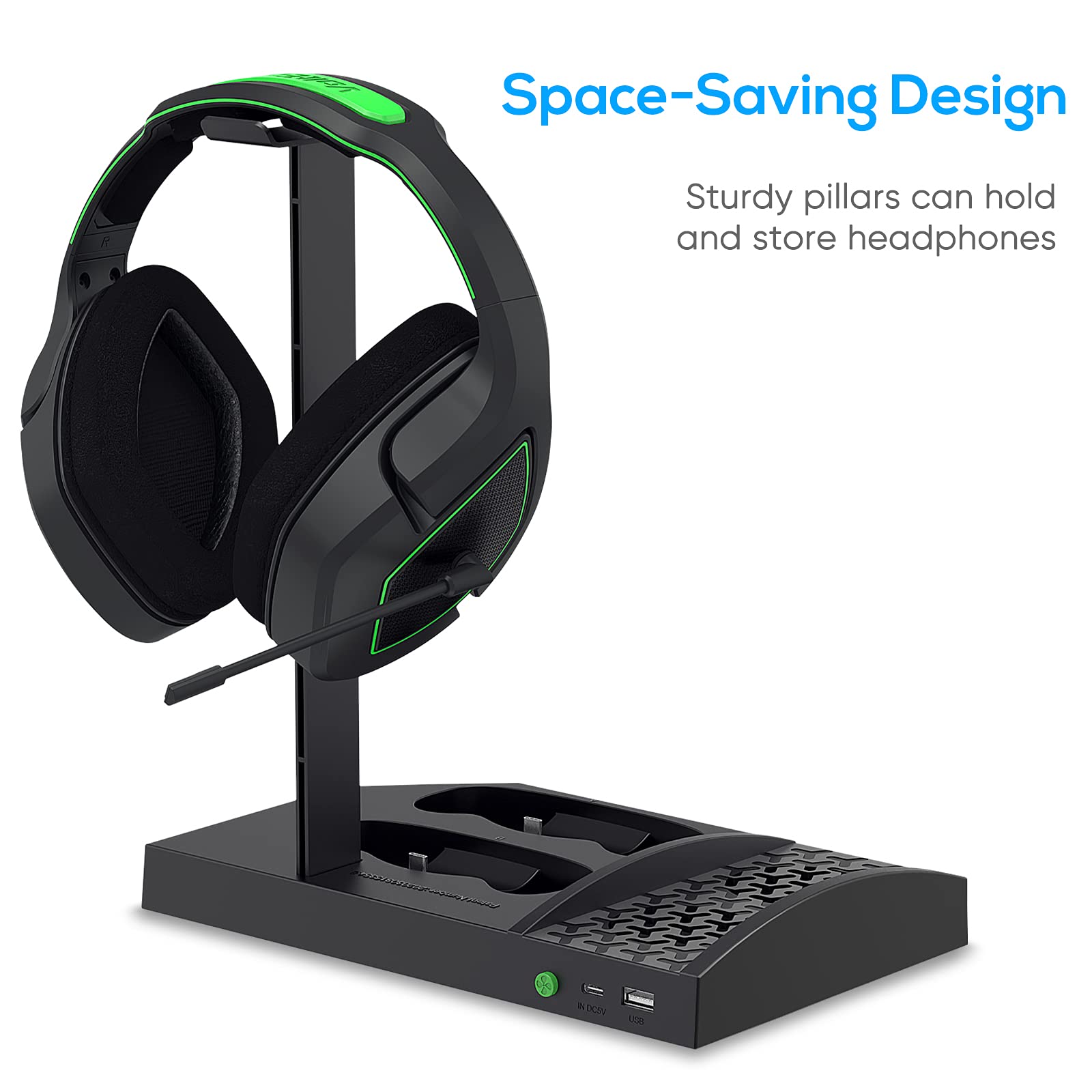 Upgraded Cooling Stand for Xbox Series S, Vertical Dual Charging Dock with Cooling Fan, 2 Pack 1400mAh Rechargeable Batteries and Earphone Bracket Accessories for Xbox Series S (Not for Xbox One S)
