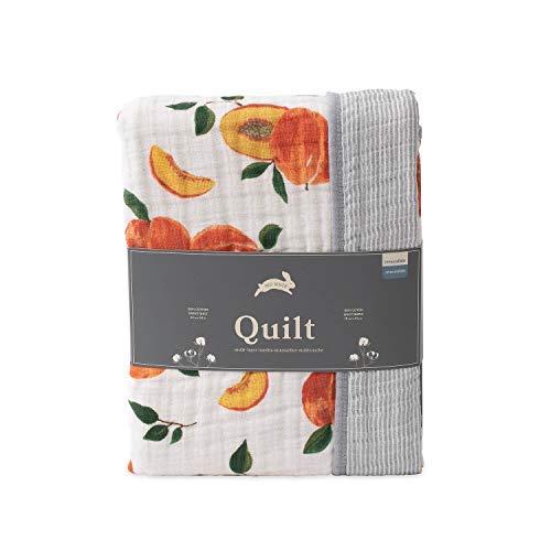 Red Rover Kids Cotton Muslin Quilt – 44” x 44”- 100% Cotton – Machine Washable – Softer with Every Wash – Playful Designs - Lightweight, Breathable Layers – Unisex (Peachy)