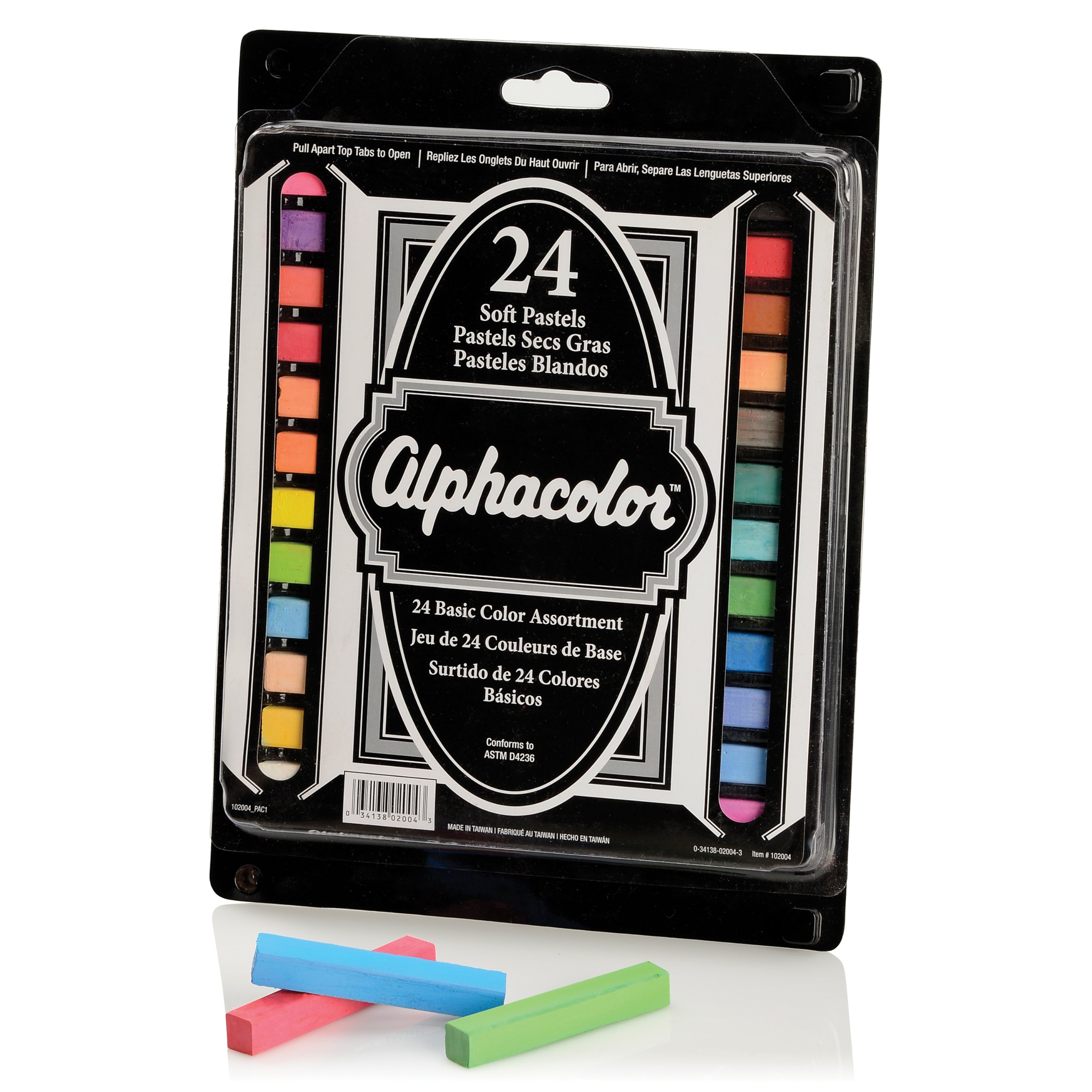 Quartet Derwent Alphacolor Soft Square Pastels, Multi-Colored, 24 Pastels per Set (102004)