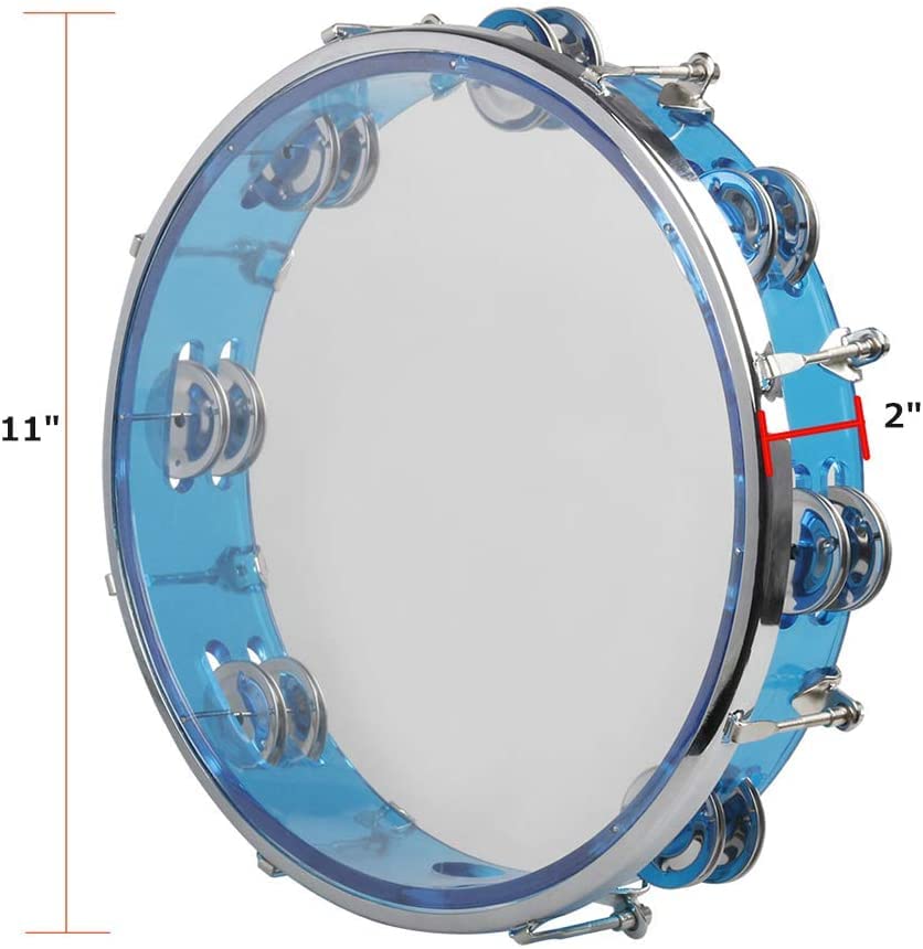 Vilihkc Tambourine Adjustable Tone Hand Drum Double Row Metal Jingles Hand Bell Performance Level Handheld Percussion