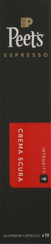 Peet's Coffee, Medium Roast Espresso Pods, Crema Scura Intensity 9, 10 Count (1 Box of 10 Espresso Capsules)