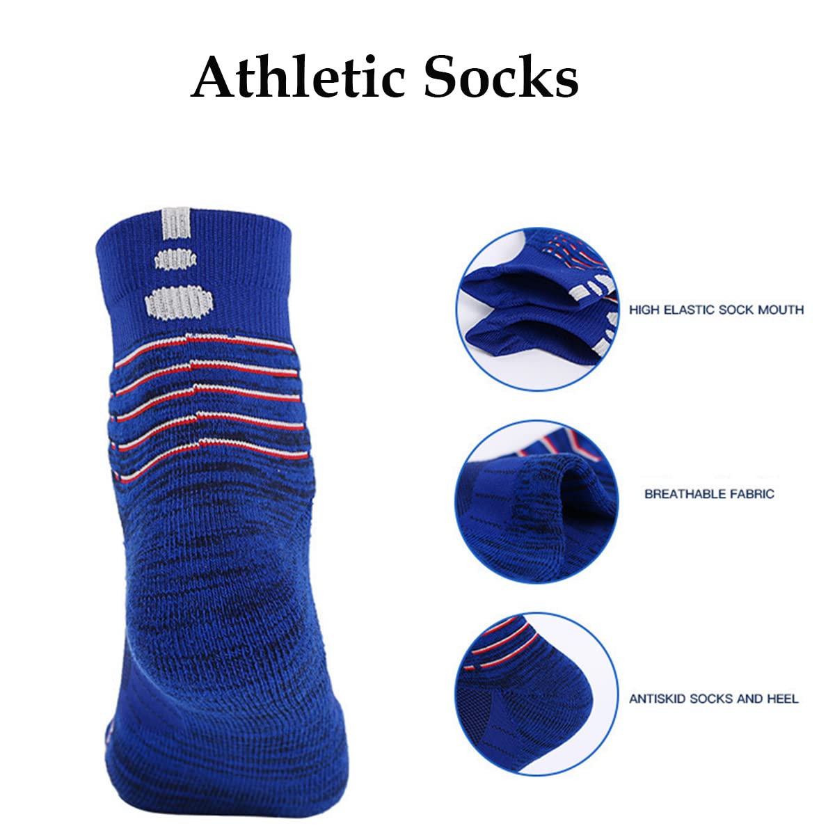 YWSLRC 3 Pairs Mens Athletic Socks Performance Thick Cushioned Basketball Training Compression Quarter Crew Socks