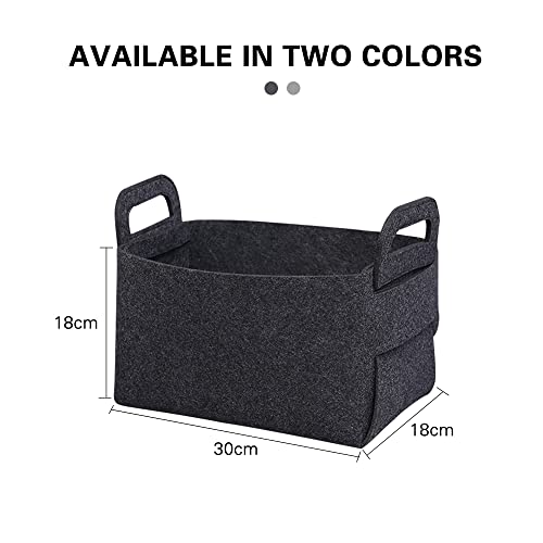 Storage Basket Felt bag,Closet Storage Bins Convenien with Handles Storage Box Collapsible & Convenient Box Organizer for Office Bedroom Closet Babies Nursery Toys Laundry Organizing (Light Grey)