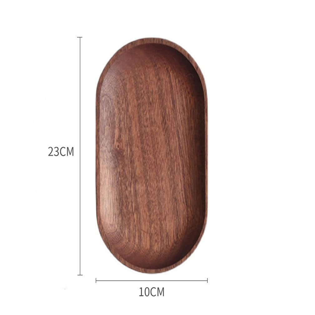 Wooden Oval Shaped Decorative Serving Tray Wood Dispaly Organizer for Appetizer Fruit Snack Tableware Jewelry Trinkets Towel, Small