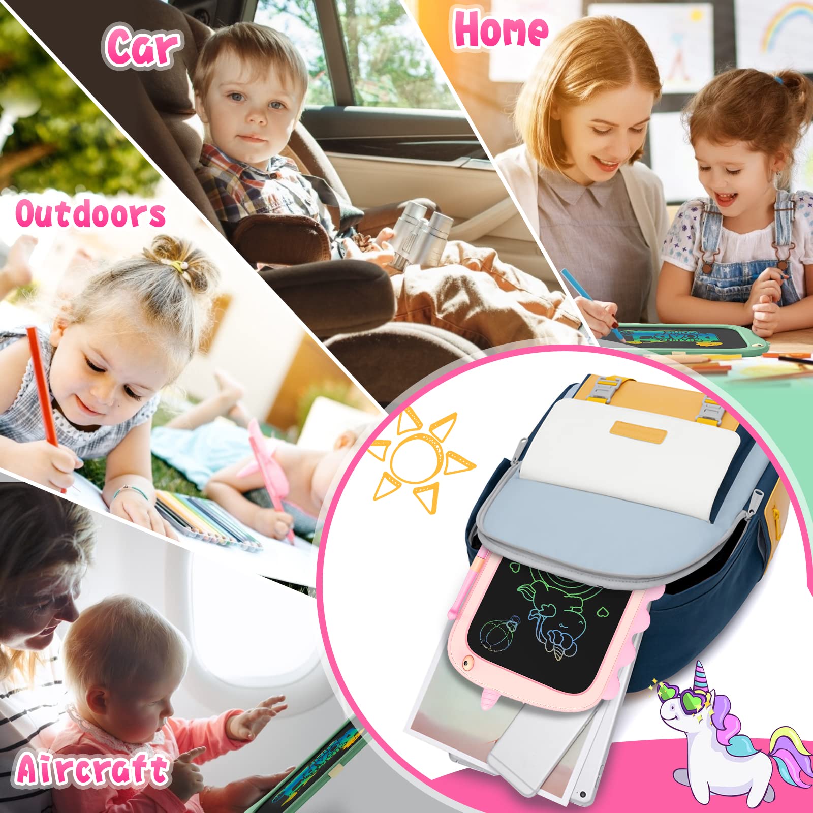 ORSEN 8.5 Inch LCD Doodle Board Tablet for Girls - Unicorn Drawing Pad for Kids 2-7 Years Old - Travel Toy Birthday Gift
