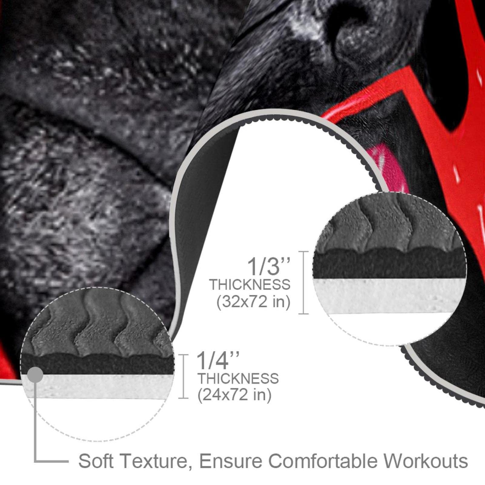 Yoga Mat, Yoga Mats for Home Workout, Workout Mat, Exercise Mats, Pilates Mat, Valentine Dog