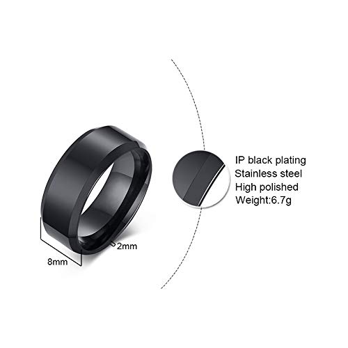 VNOX Customize Personalized Name Date 8MM Stainless Steel Simple Polished Finish Wedding Band Engagement Rings for Men Women,Size 5