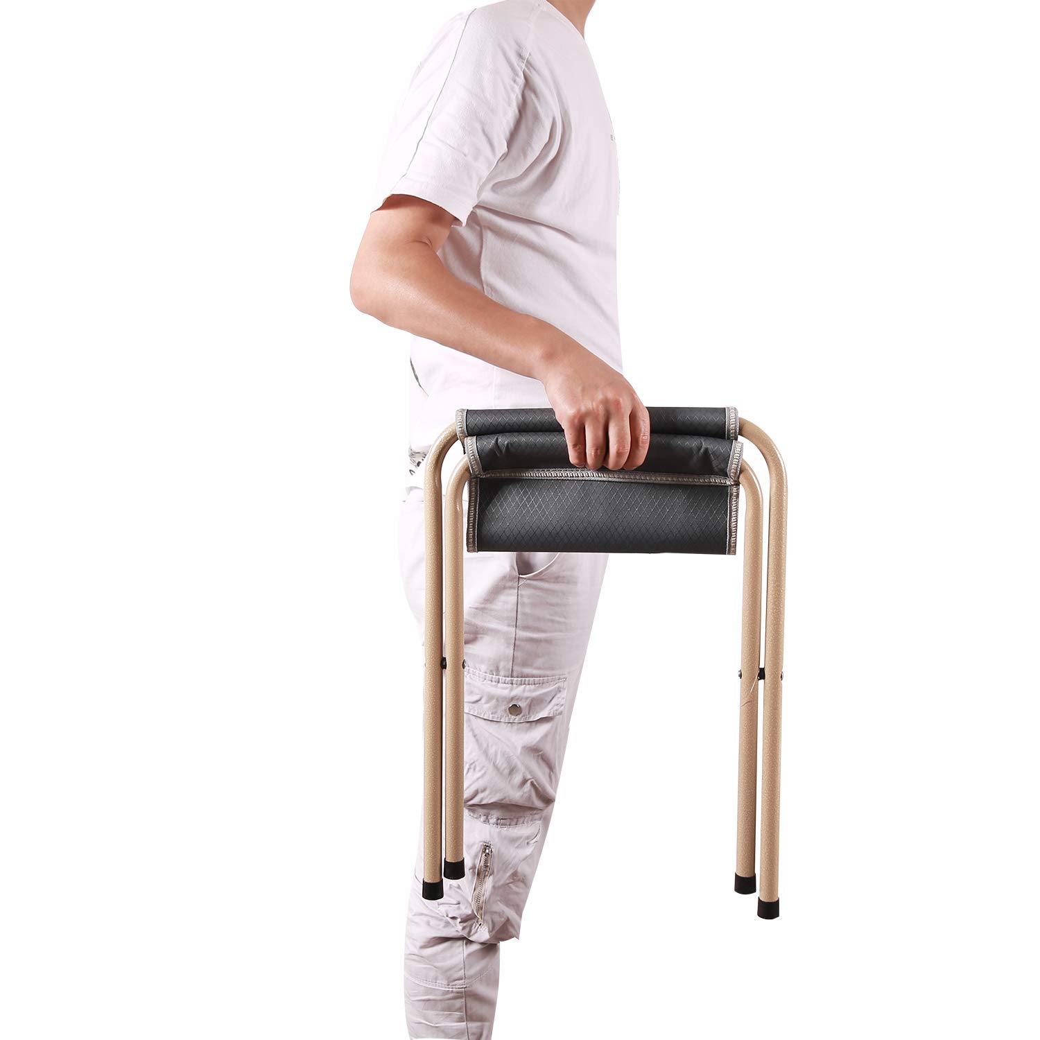 REDCAMP 2 Pack Folding Camping Stool for Adults, 15 Inch Tall Sturdy Portable Camp Stools for Outdoor Fishing Hiking, Support 300 LBS Capacity, Gray