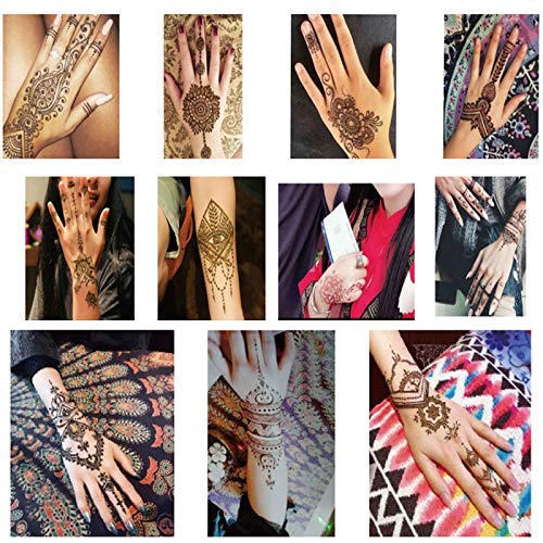 Xmasir Henna Tattoo Stencils Kit Pack of 22 Sheets, Temporary Tattoo Templates Indian Arabian Tattoo Sticker for Hands Body Art