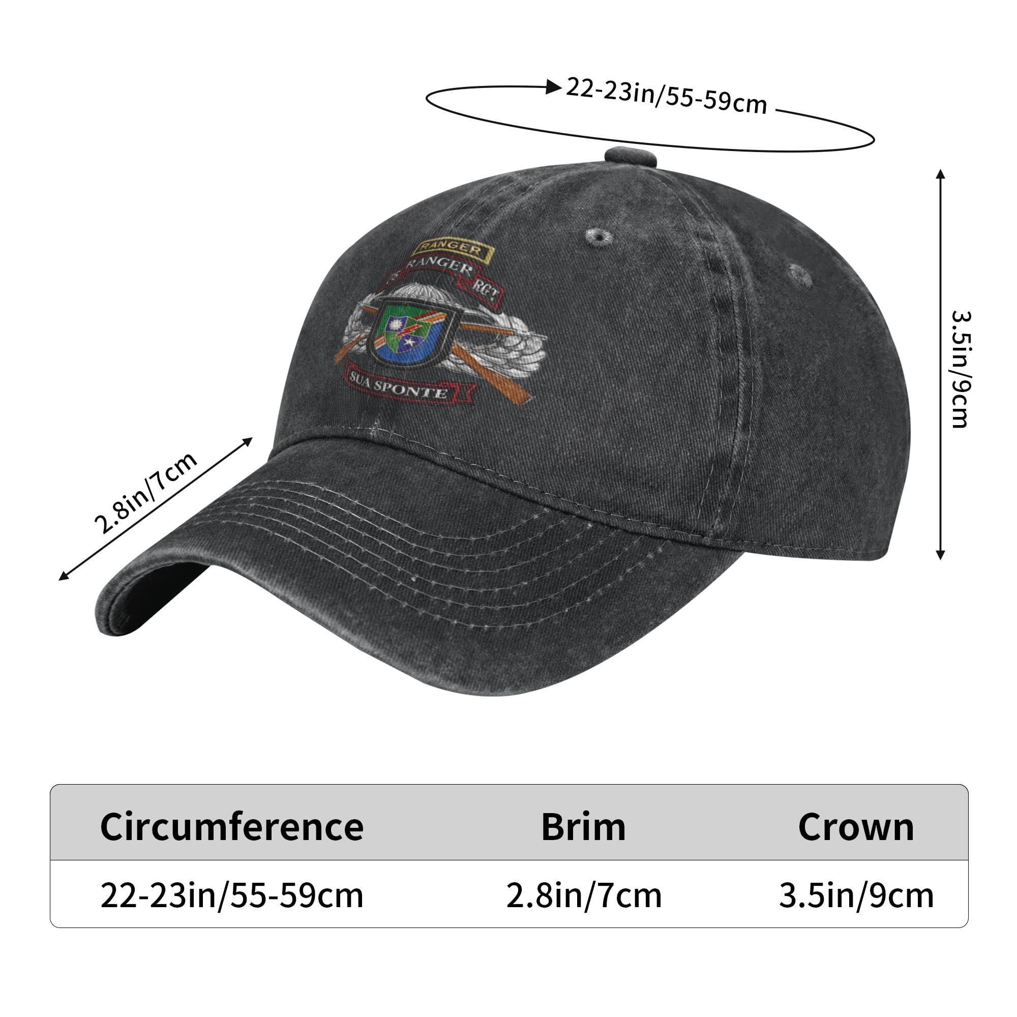 Yyfkxxf Us Army 75th Ranger Regiment Unisex Fashion Washed Baseball Cap Adjustable Retro Cowboy Hat Dad Hat Trucker Hat Black