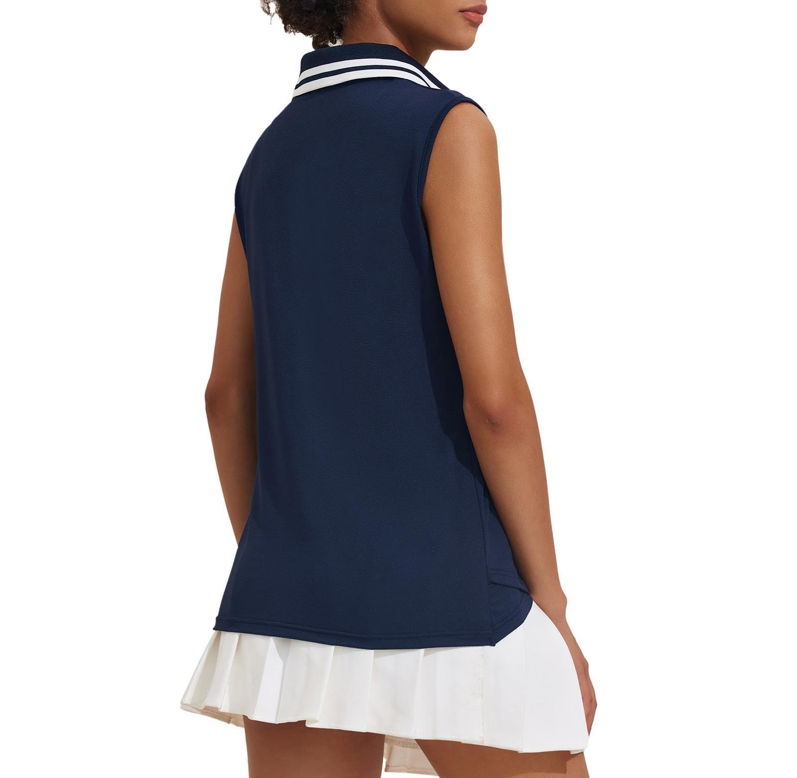 Womens Golf Tennis Polo Shirt Sleeveless Quick Dry UPF 50+ Athletic Gym Tank Top Navy Blue L