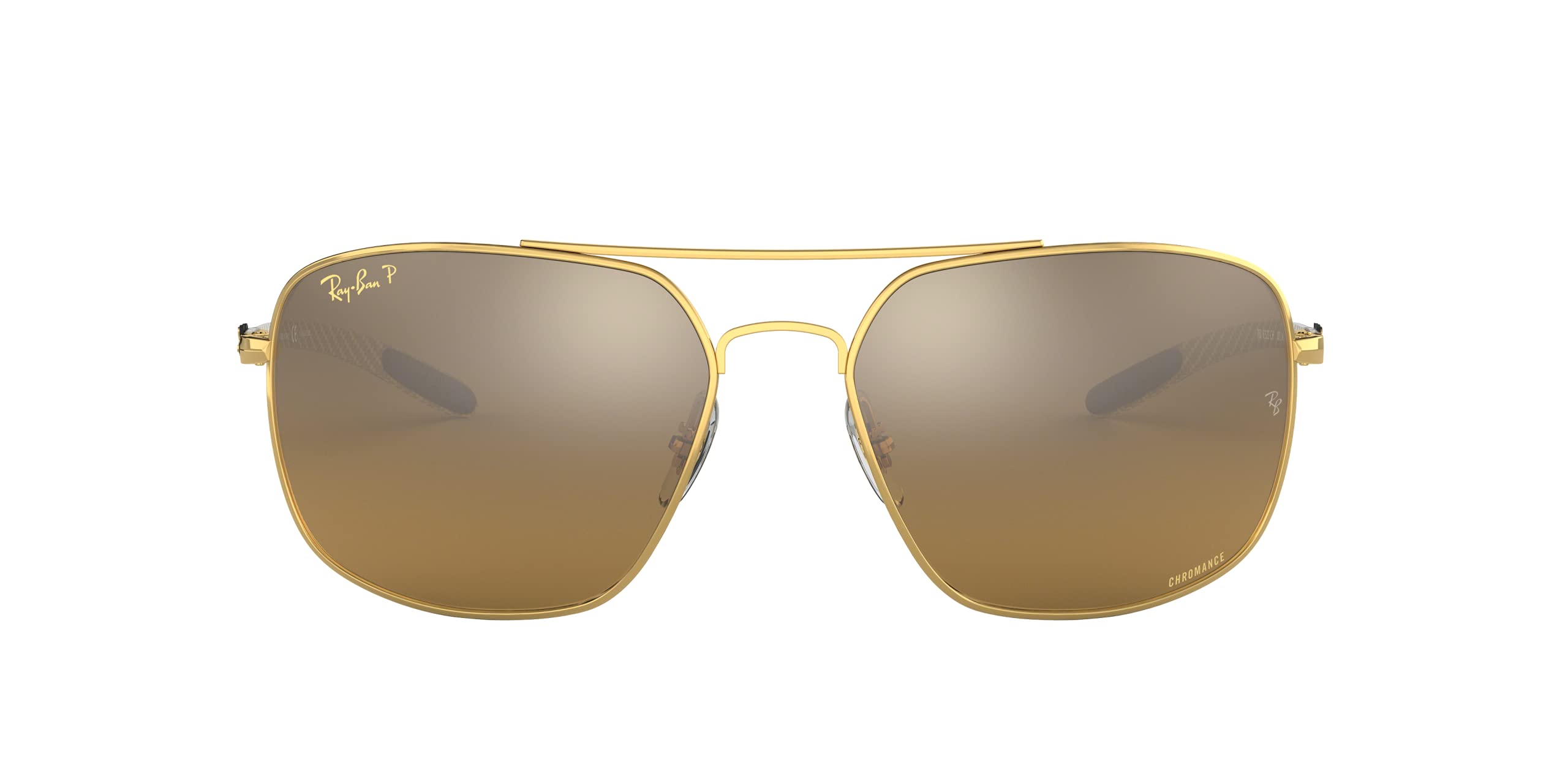 Ray-Ban Men's Rb8322ch Chromance Square Sunglasses, Arista/Brown Mirrored Gold Gradient, 62 mm