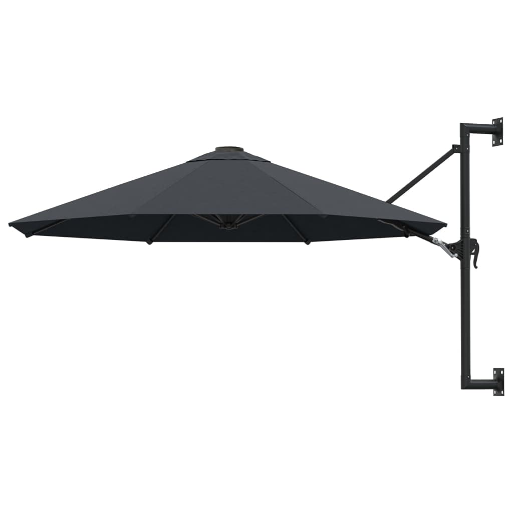 QZZCED (Sunshade Essential) Wall-Mounted Patio Parasol,With the Crank System,Tilting Sunshade Umbrella,for Garden Balcony Yard, with Metal Pole 118.1" Anthracite