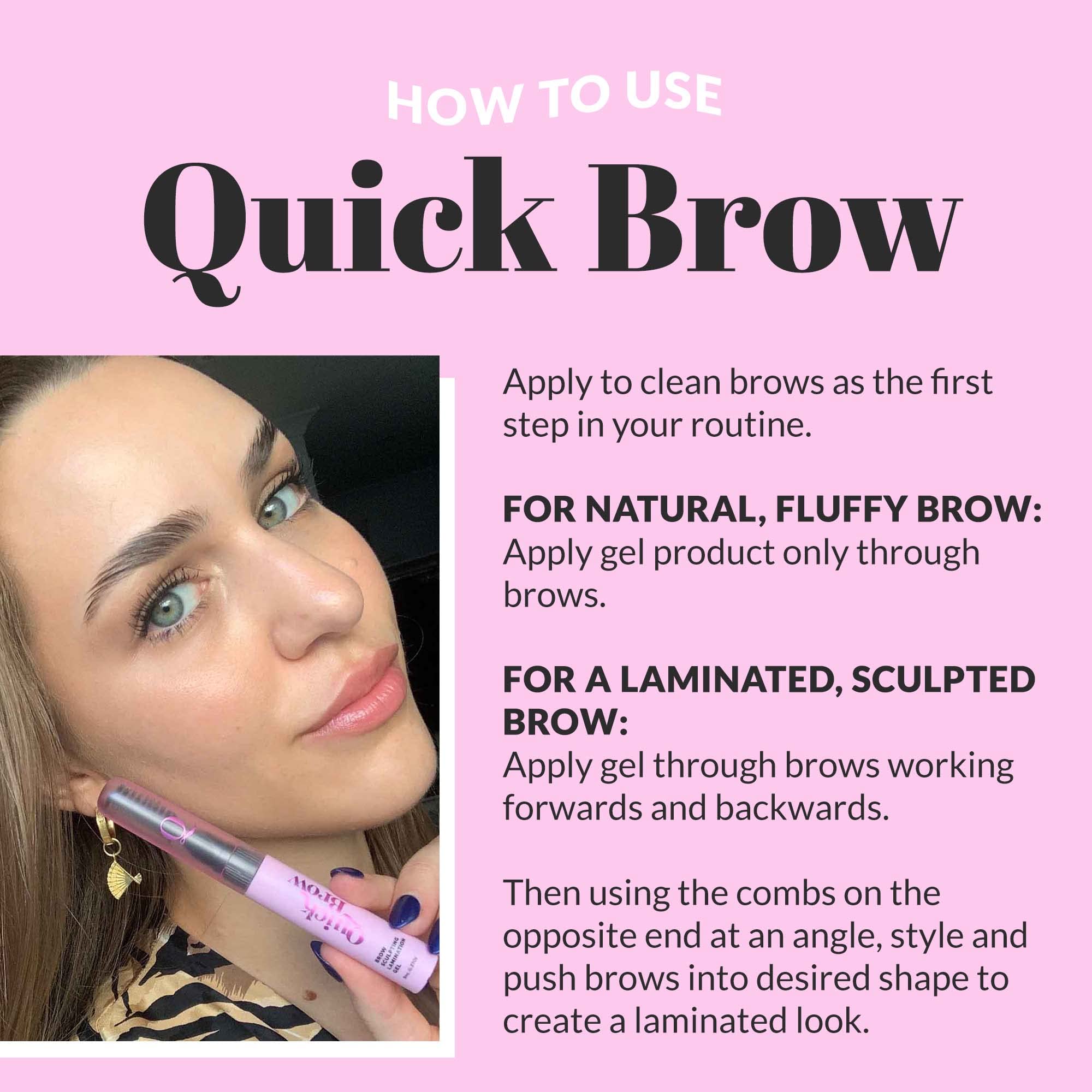 The Quick Flick - Quick Brow 2-in-1 Brow Lamination and Sculpting Gel, Unique Eyebrow Gel and Brow Wax Hybrid Formula, All-Day Hold Brow Gel and Laminate Eyebrow Makeup with Double-Sided Comb, 8 ml