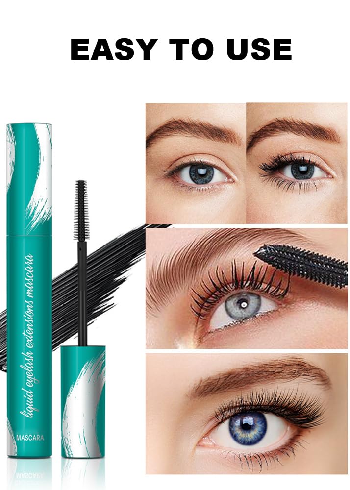 Snktiny Liquid Lash Extensions Mascara, Black Mascara for Natural Lengthening and Thickening Effect Waterproof Smudge-proof Natural No Clumping Smudging Lasting All Day, 0.38 Ounce