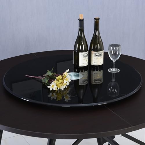 Tempered Glass Turntable Black White Large Rotating Lazy Susan 28" 32" 35" 39" Round Serving Tray For Kitchen Dining Table Home Heat Resistant Non-Skid (Color : Black, Size : 120cm/47in)