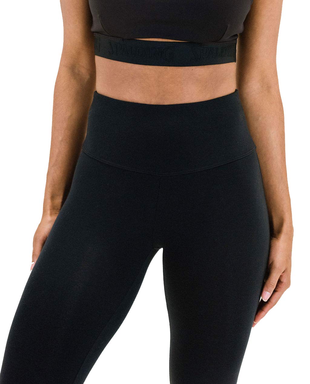 Spalding Womens Activewear Cotton Spandex 17" Inseam Capri Leggings, Black, Large US