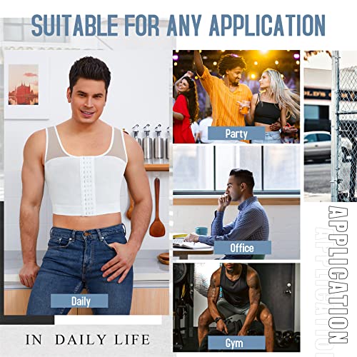 TAILONG Men Hide Gynecomastia Chest Vest Chest Binder Compression Slimming Undershirt Male Corset Tank Tops White