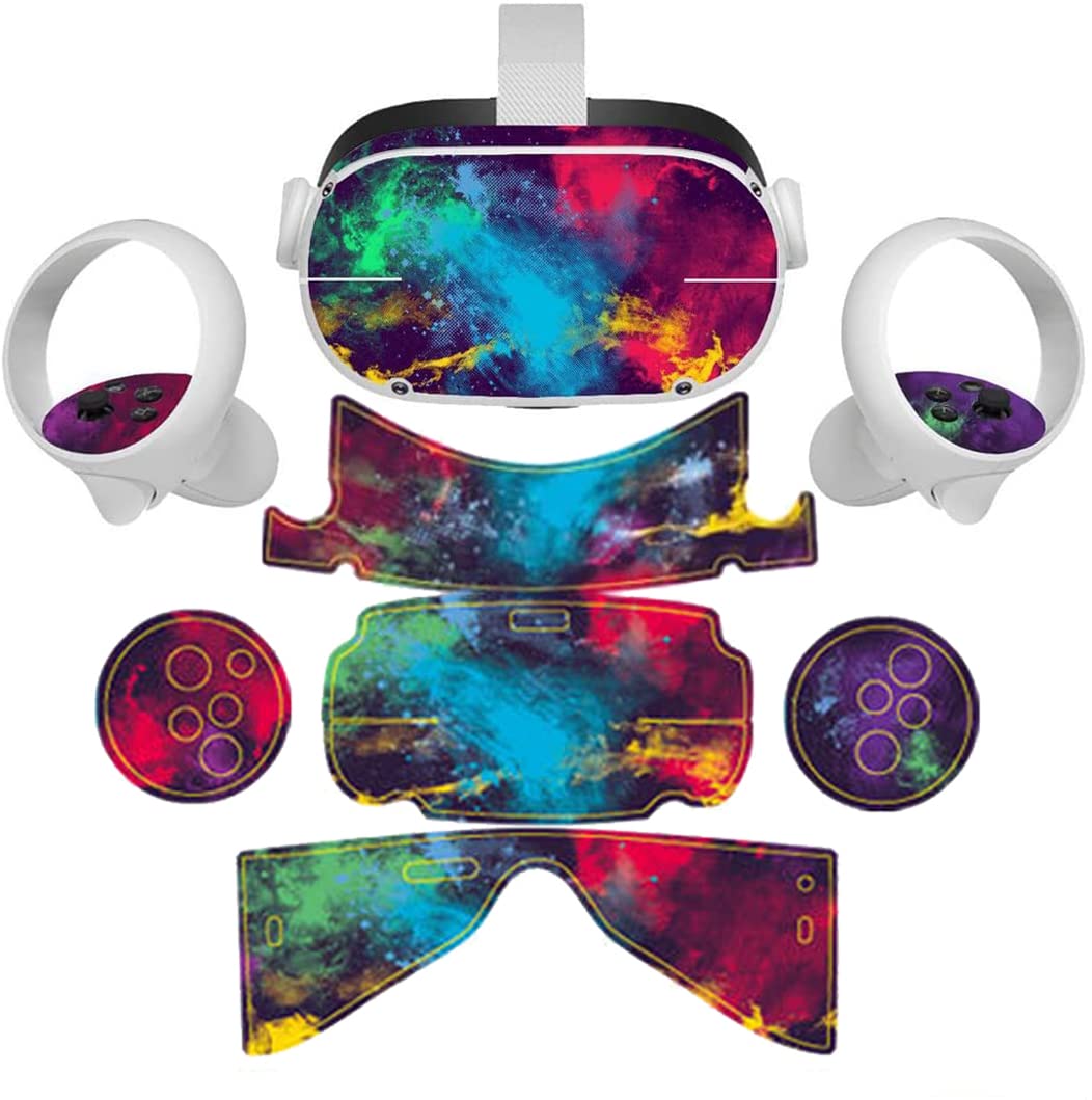 VR Skin Wrap Oculus Quest 2 Decal Skin VR Controller Stickers Vinyl Decal Stickers Skin for Oculus Quest 2 Skin Star Wars VR Headset and Controller Skin - Rainbow Color