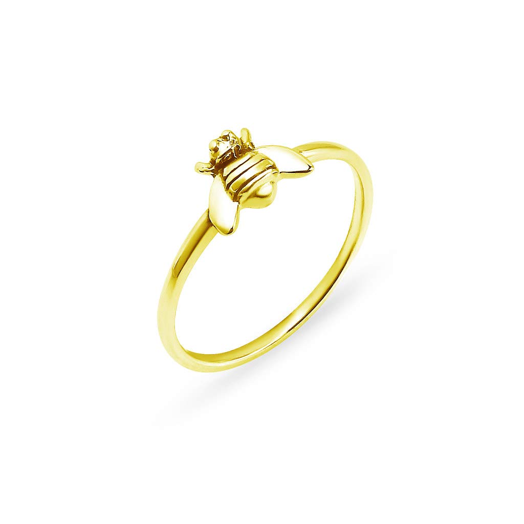 SILVERLINE JEWELRY 925 Sterling Silver Gold Overlay Dainty Honey Bee Ring, Size 9