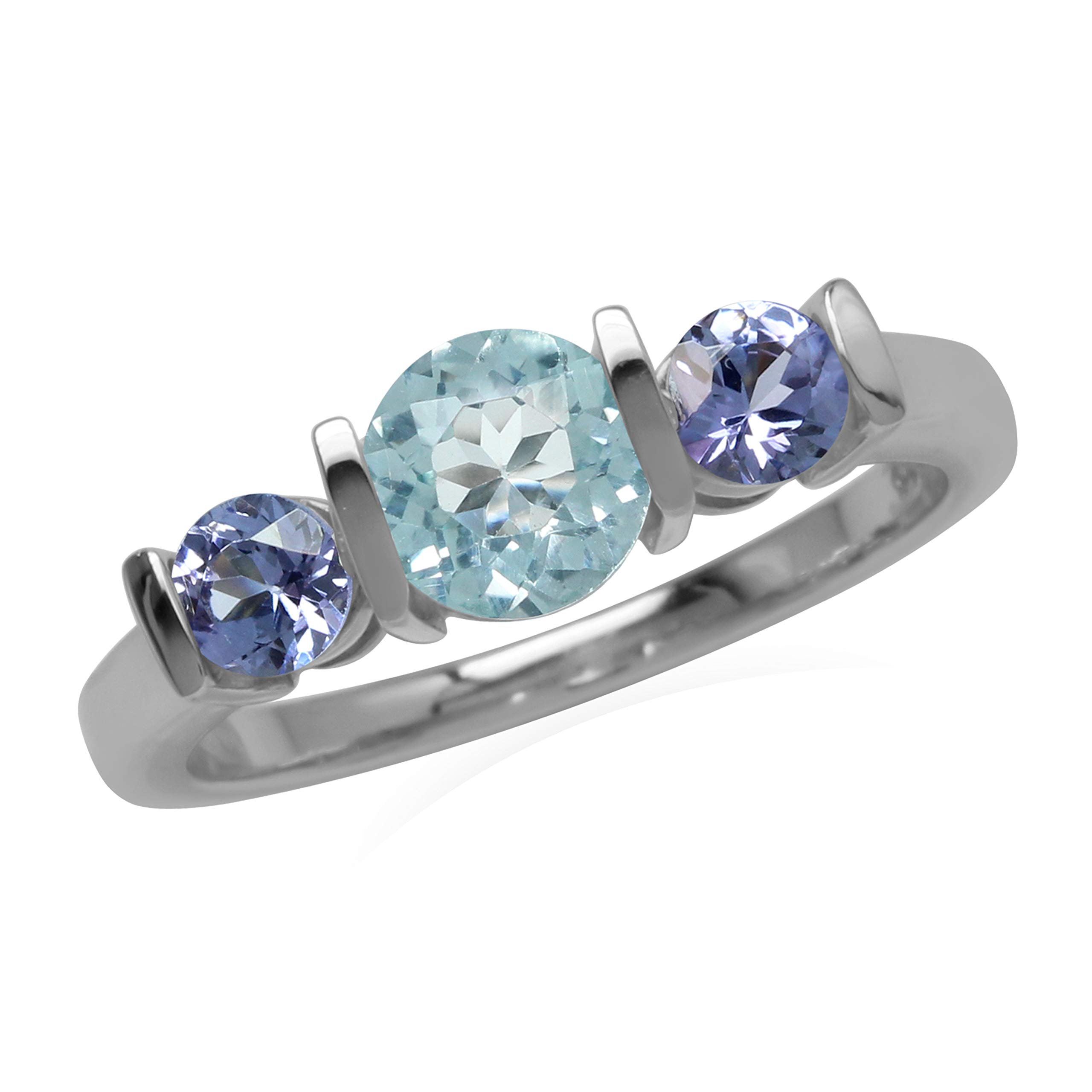 Silvershake Natural 3-Stone Red Rhodolite Garnet 925 Sterling Silver Enngagement Ring Size 7