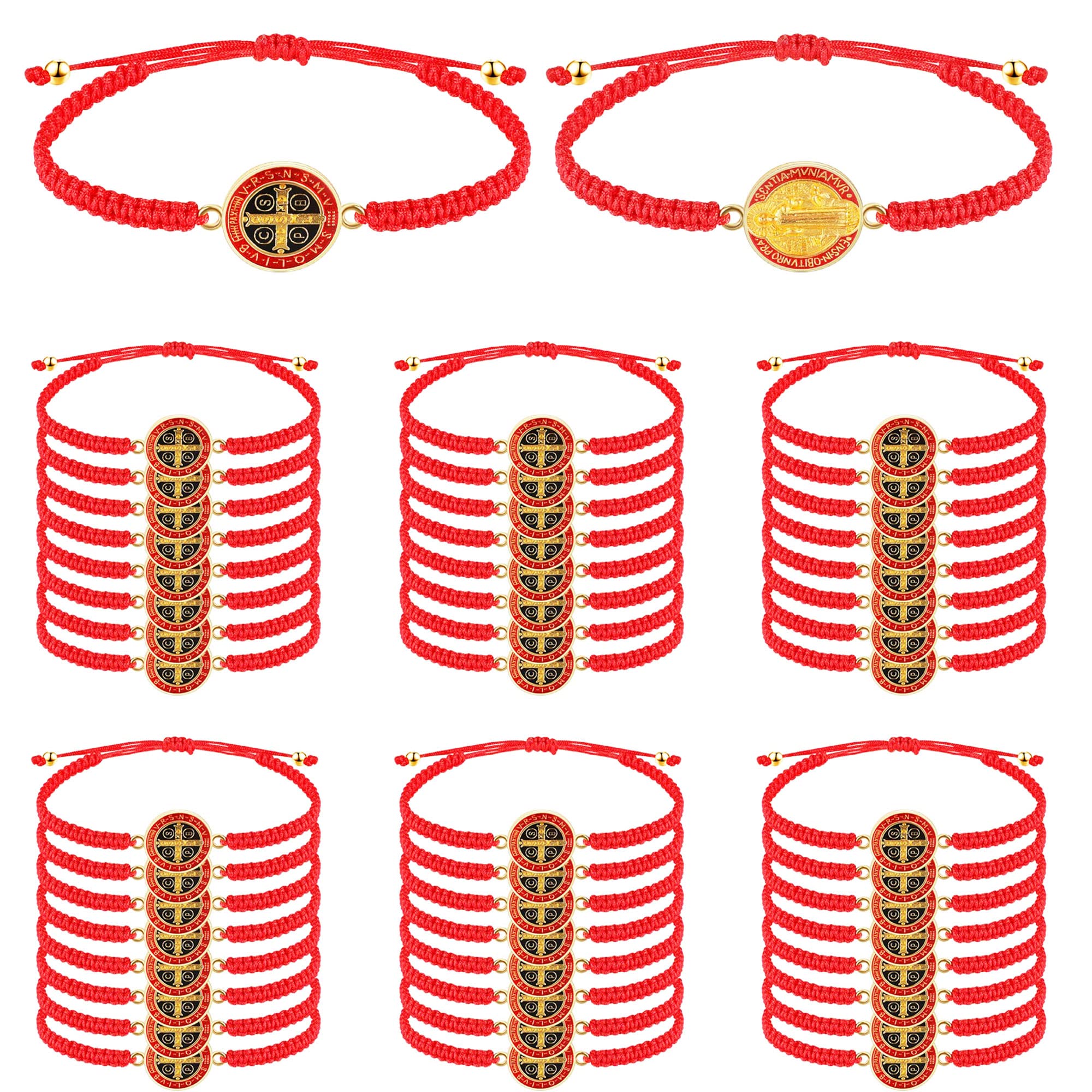 Taiyin 50 Pcs Saint Benedict Virgin Mary Saint Jude Bracelet Catholic String Bracelets Rosary Bracelet for Women Bead Bracelets