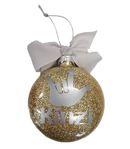 Personalized ASL Christmas Ornament - I love you sign American Sign Language for Deaf or Interpreter - Great gift for her or white elephant gift exchange