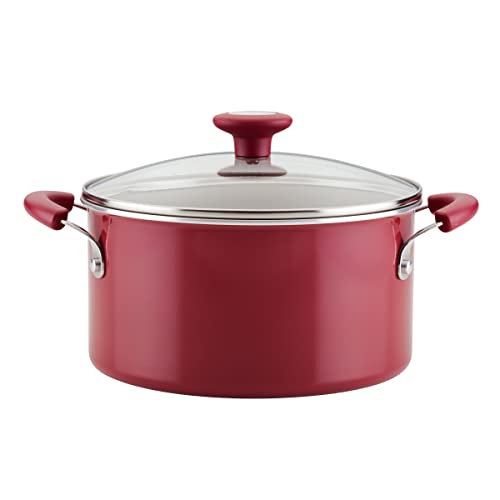 Rachael Ray Get Cooking! Nonstick Cookware Pots and Pans Set, Includes Baking Pan and Cooking Tools, 12 Piece - Burgundy,Red