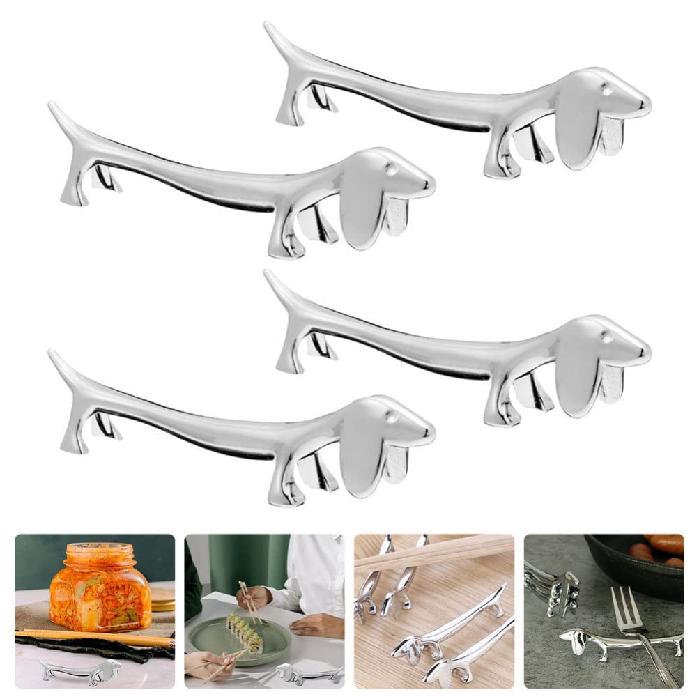 Tofficu 6pcs Puppy Chopstick Rest Japanese Chopstick Rest Dining Room Decor for Table Fondant Molds Chopstick Stand Holders Ceramic Decor Chopsticks Stand Fork Tableware Zinc Alloy Bracket