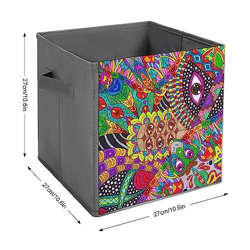 The Temple Cosmic Lizard Eye Storage Cubes with Handles Foldable Fabric Bins Organizing Baskets for Shelves Closet