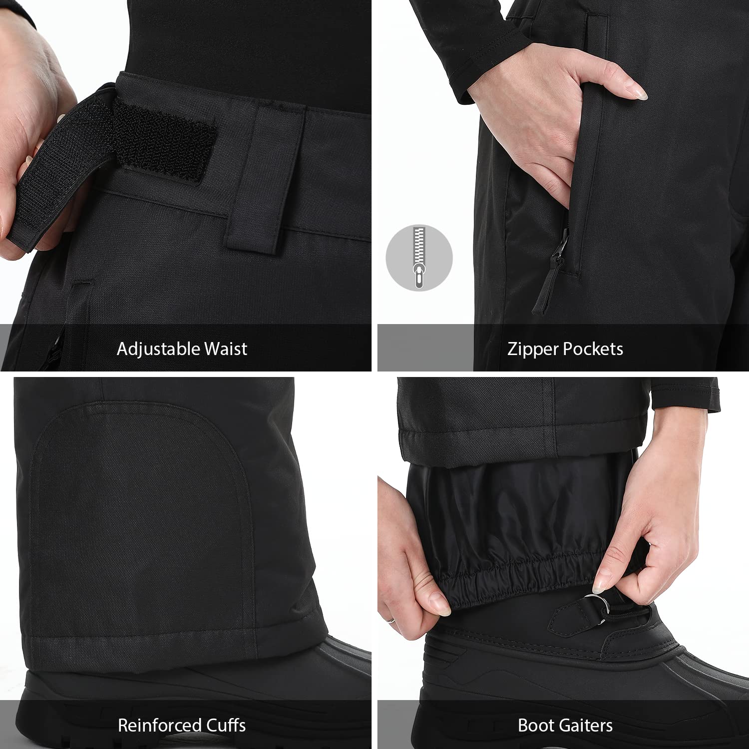 Sportneer Snow Pants Womens Insulated Ski Pants Women Snowboard Pants SnowPants Black XL
