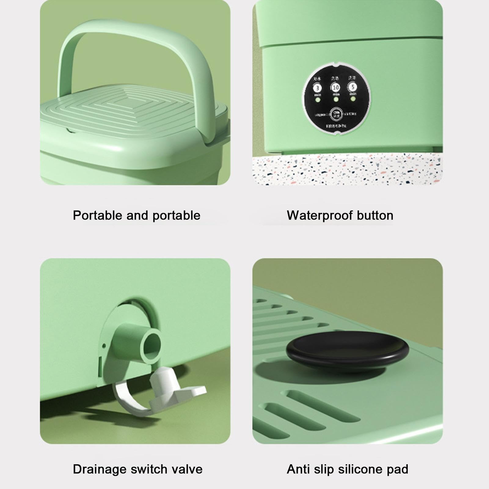 Portable Washing Machine, Foldable Timing Touch Screen Washer Machine With Adapter, Mini Space Saving Washing Machine, Low Noise Washer For Home, Apartment, Camping, Small Bucket Washer With Touch Scr