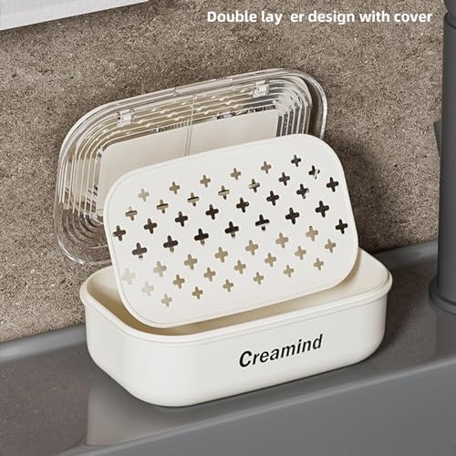 Soap Bar Container, Double Layer Soap Case with Lid, Long Lasting Wear Resistant Soap Holder, Durable Stain Resistant Shower Tray Accessories for Travel Camping Outdoor Gym Bathroom