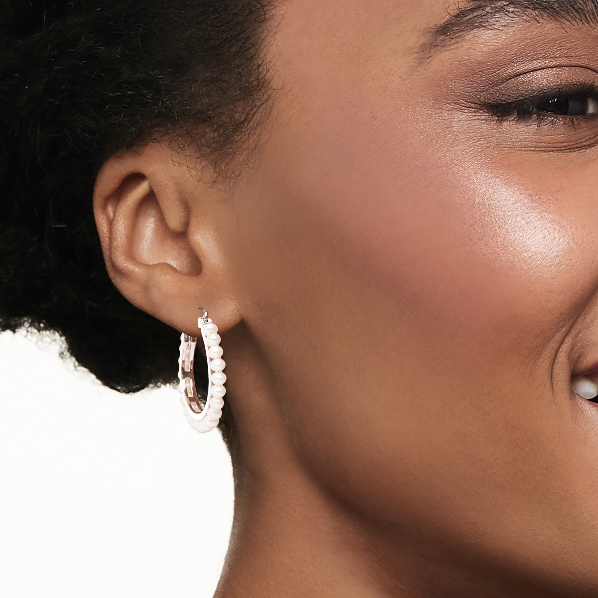 Ross-Simons 3-3.5mm Cultured Pearl Hoop Earrings