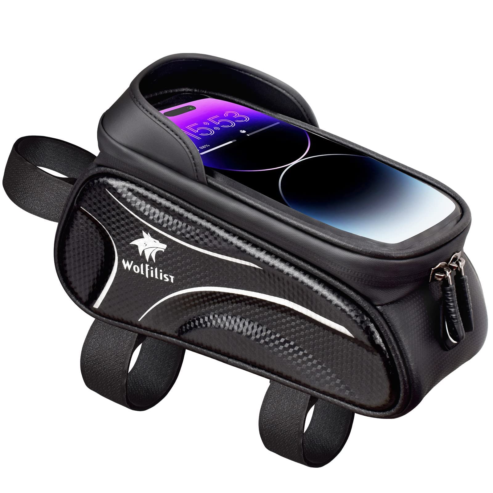 WOLFILIST Bike Bag - Bike Phone Holder with TPU Sensitive Touch Screen, Handlebar Bag Bicycle Accessories