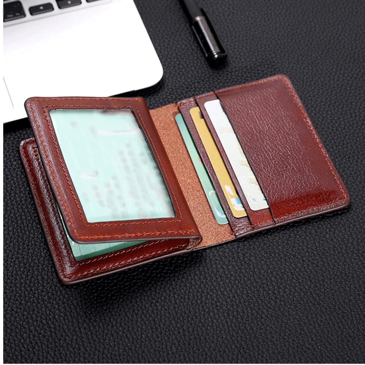 ZEBFYM Wallets for Men, Multifunction Cowhide Small Wallets, Genuine Leather Business Men's Wallets, Card Cases & Money Organizers (Color : Brown)