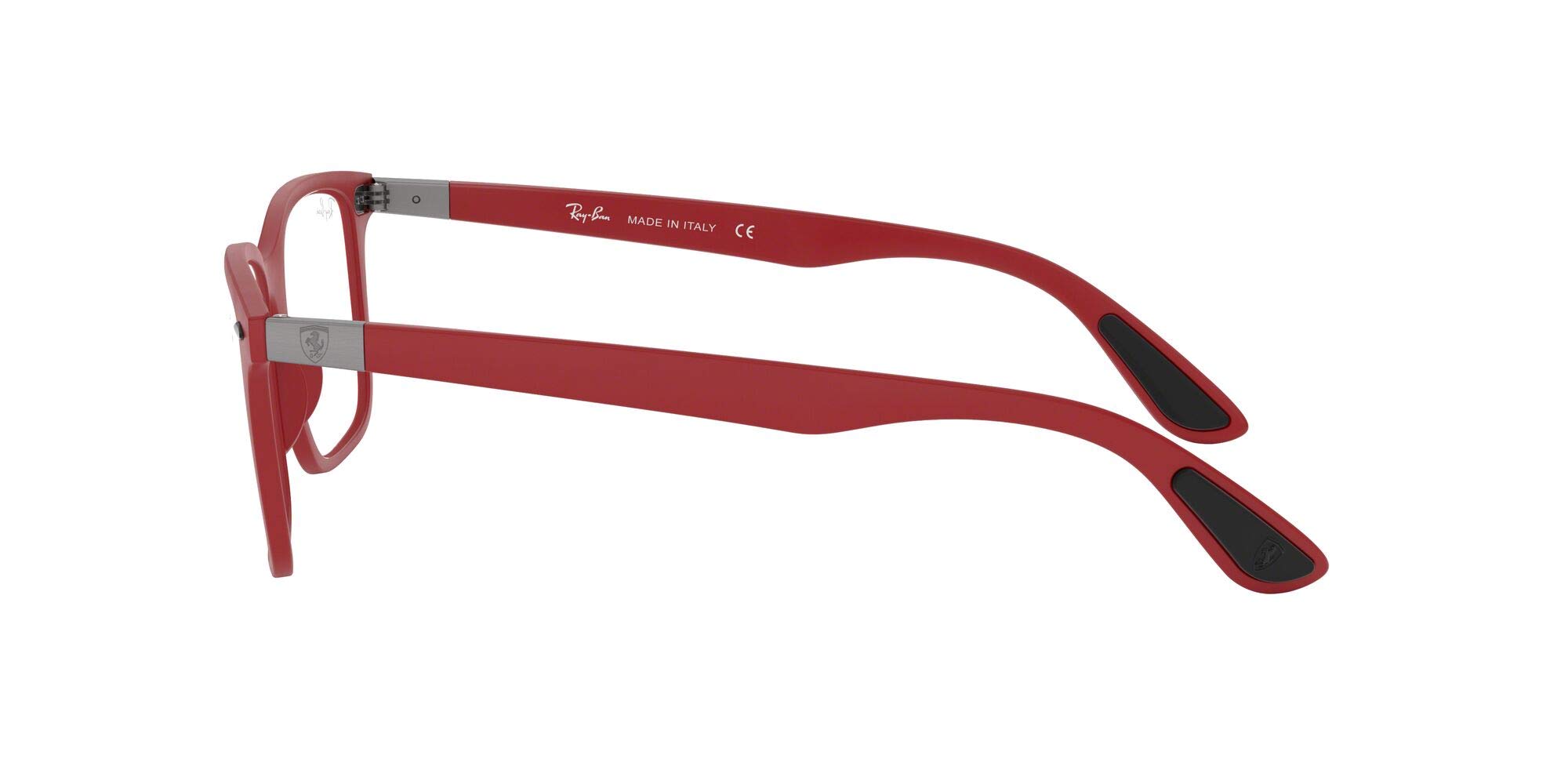 Ray-Ban RX7144M Scuderia Ferrari Collection Square Prescription Eyeglass Frames, Matte Red/Demo Lens, 53 mm