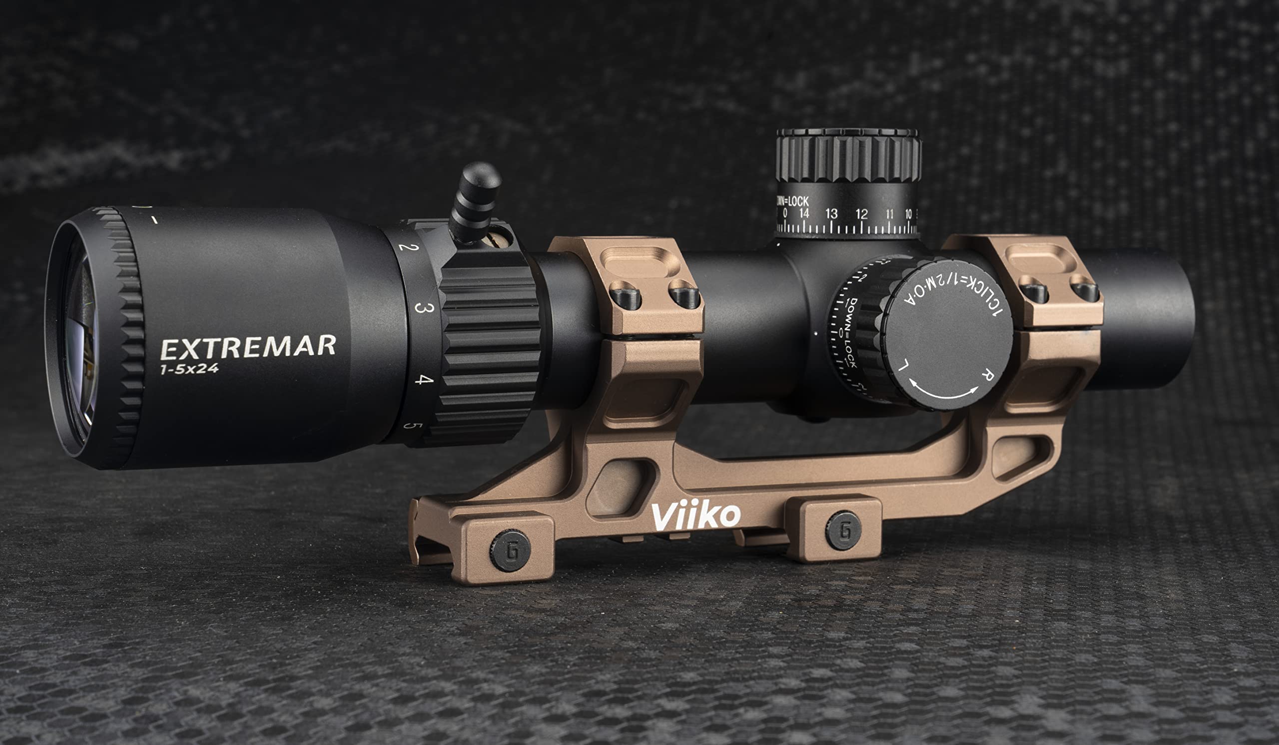 Viiko Extremar 1-5x24 Rifle Scope LPVO Taitical Mildot Reticle Wide FOV Flip Lens Cover
