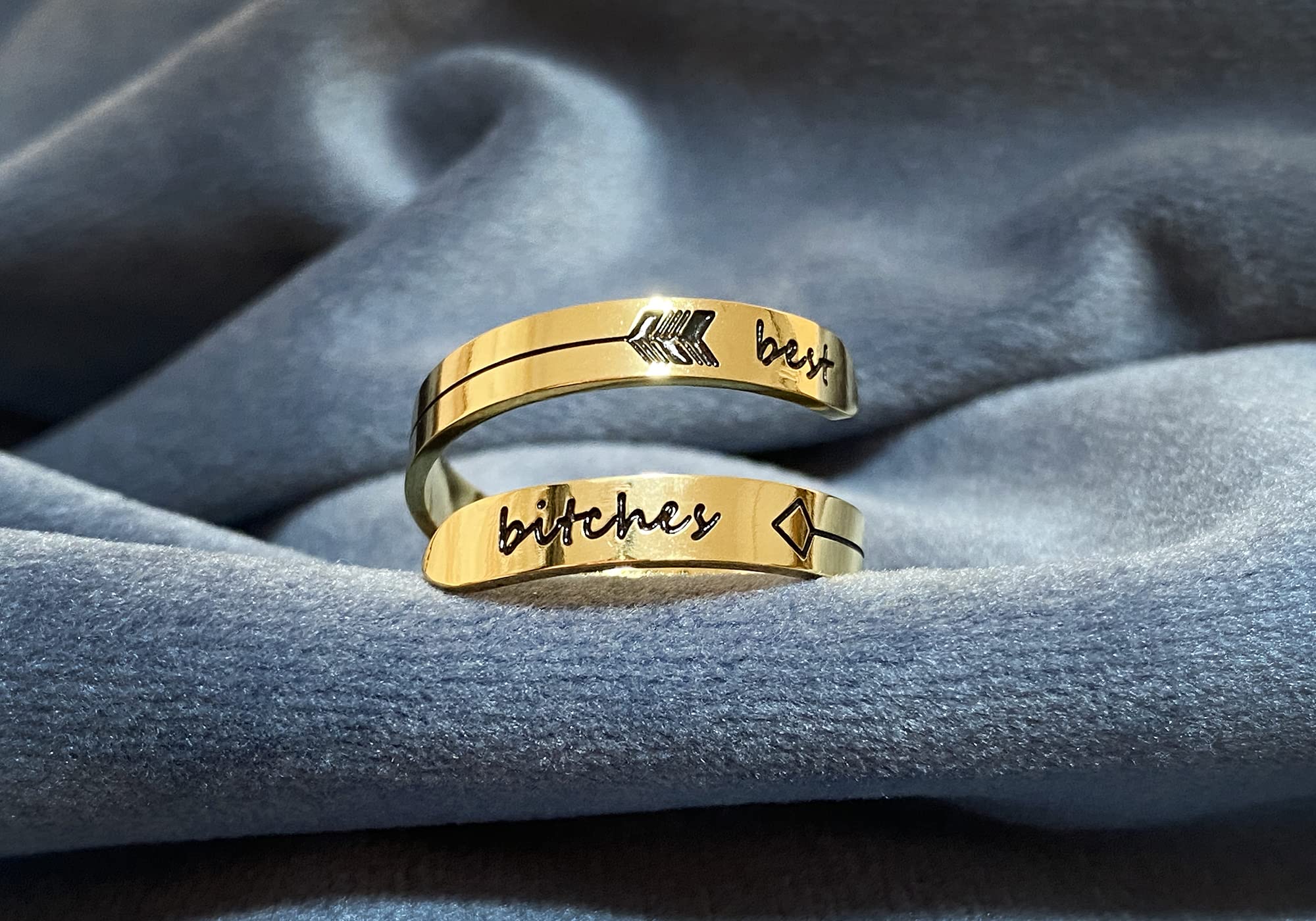 Vrycot Im a warrior gold Stainless Steel Encourage Ring Adjustable Steel Gold Keep Going ring Inspirational Opening Stacking Cute Band Jewelry