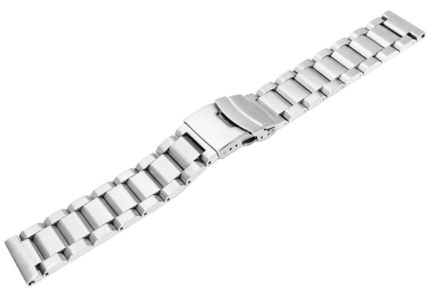 SINAIKE 20mm Silver Brushed Wristband Solid Stainless Steel Watch Band with Deployment Lock Buckle for Men Women