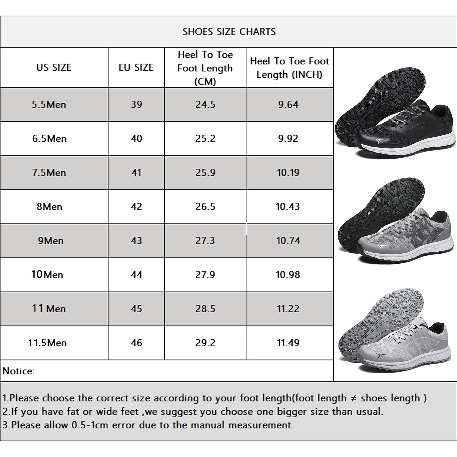 WOLFWAY Mens Golf Shoes Spikeless Mesh Golf Ball Sneakers Classic Outdoor Golf Walking Cleats Black 44