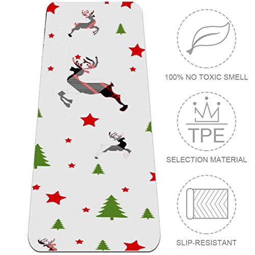 Yoga Mat, Yoga Mats for Home Workout, Workout Mat, Exercise Mats, Pilates Mat, Christmas Lattice Deer