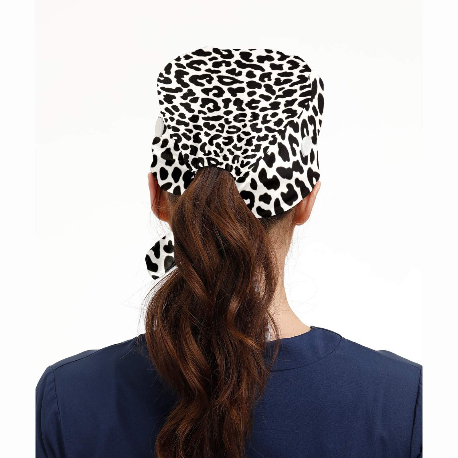SIMONO Polyester Working Cap with Buttons and Sweatband, Leopard Texture Prints Adjustable Hat, Fits All