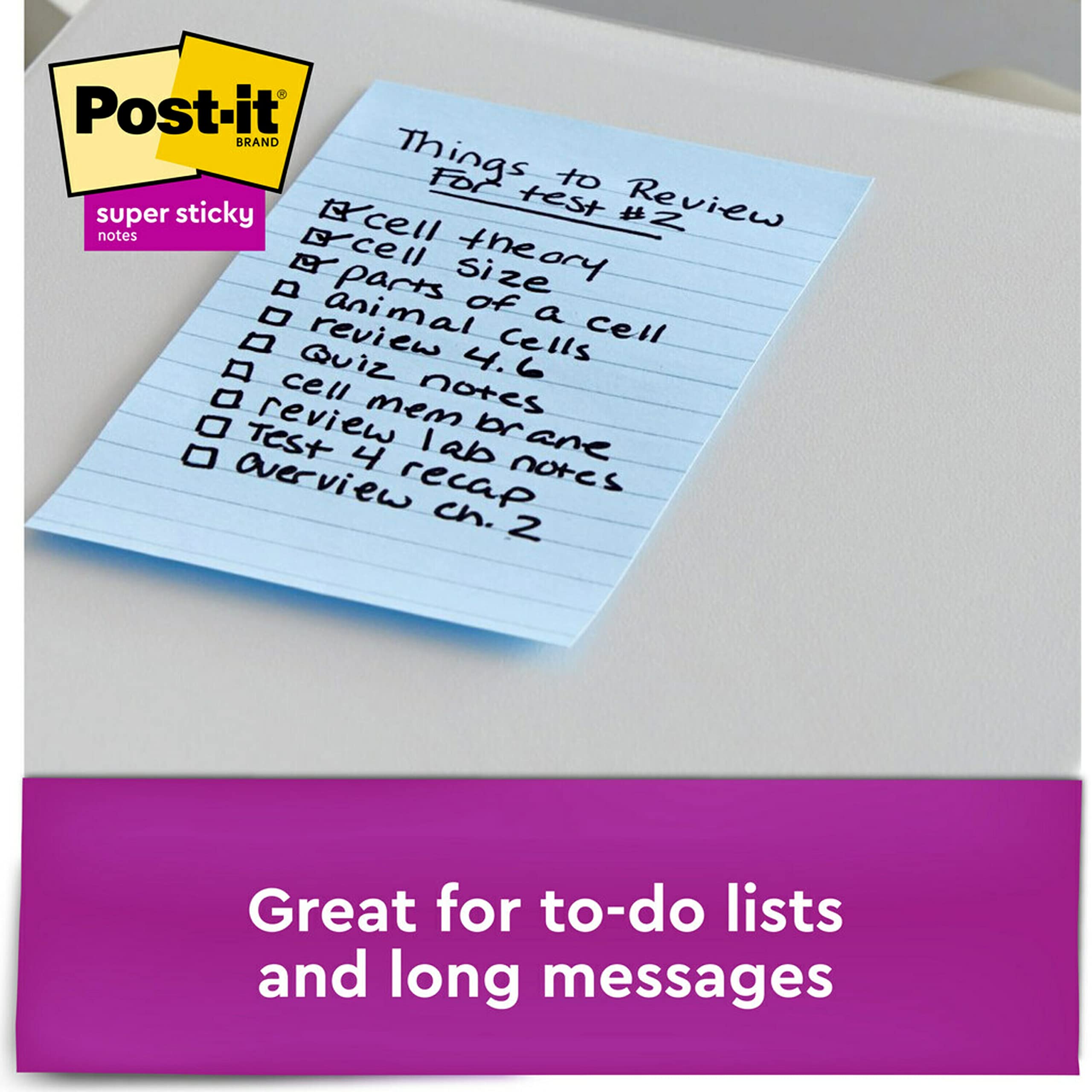 Post-it Super Sticky Recycled Notes, 4x6 in, 3 Pads, 2x the Sticking Power, Poptimistic, Bright Colors, 30% Recycled Paper (660-3SST)