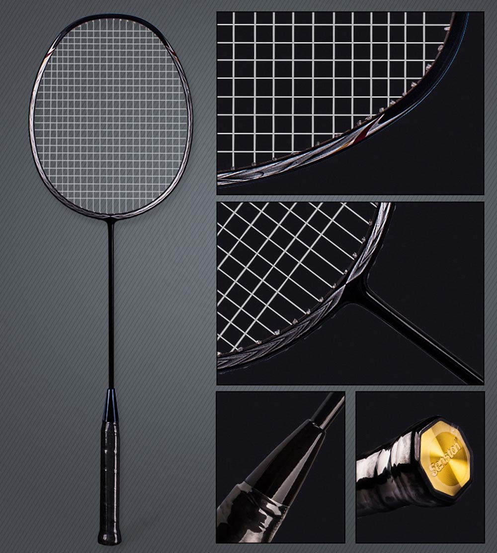 Senston N80 Badminton Racket Carbon-Fiber Badminton Racquet, Single Professional Badminton Racket Black Color