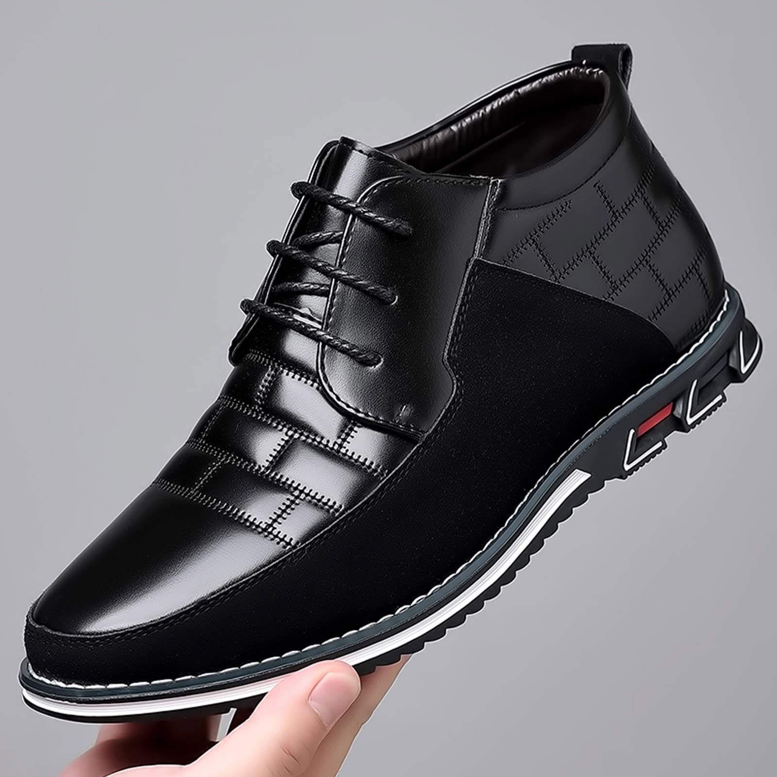 YUHAOTIN Fashion Style Men's Breathable Comfortable Business Slip On Work Leisure Solid Color Leather Shoes Leather Boots Men