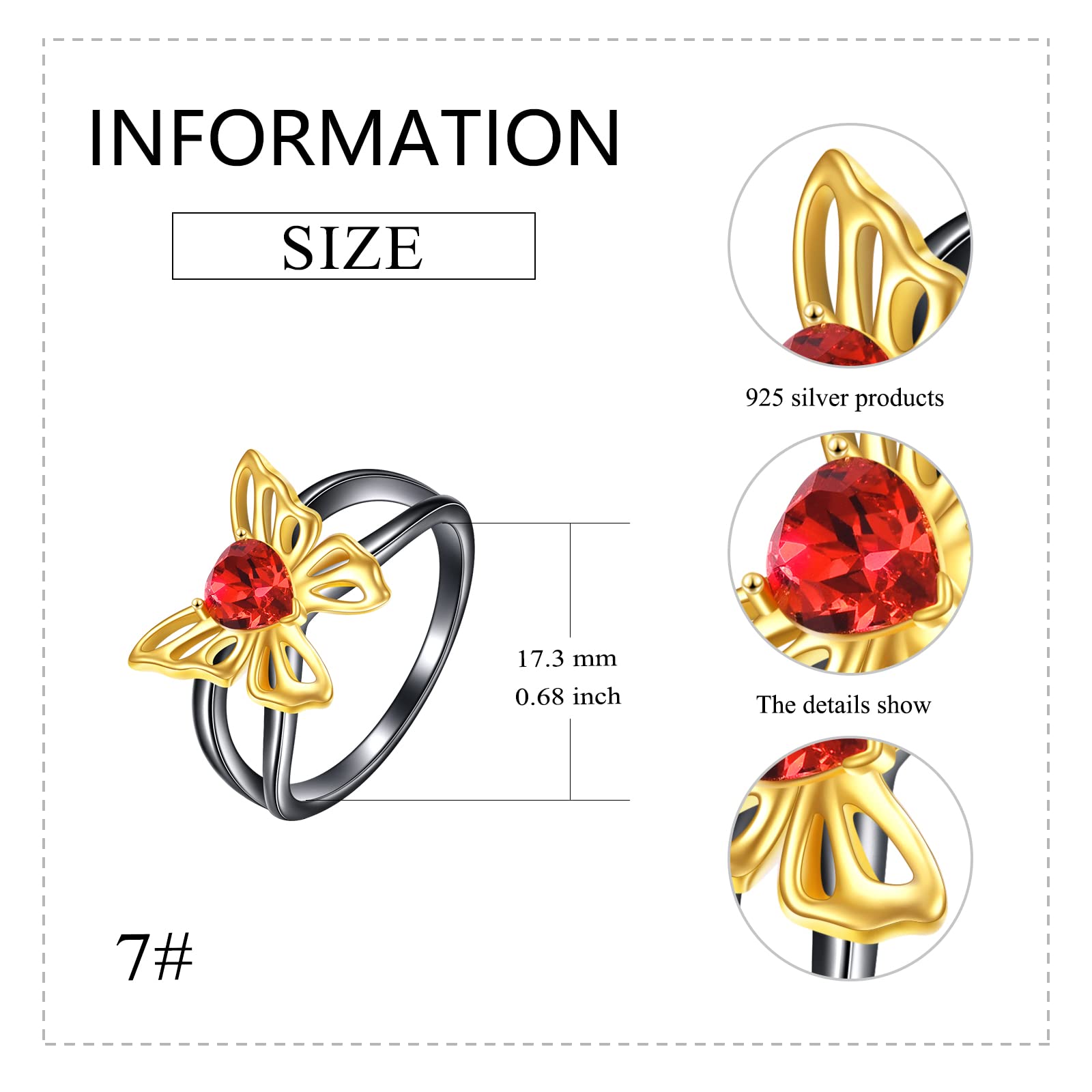 WTENIY Butterfly Ring Jewelry Gifts for Women Sterling Silver Gothic Witch Gothic Slytherin Ring