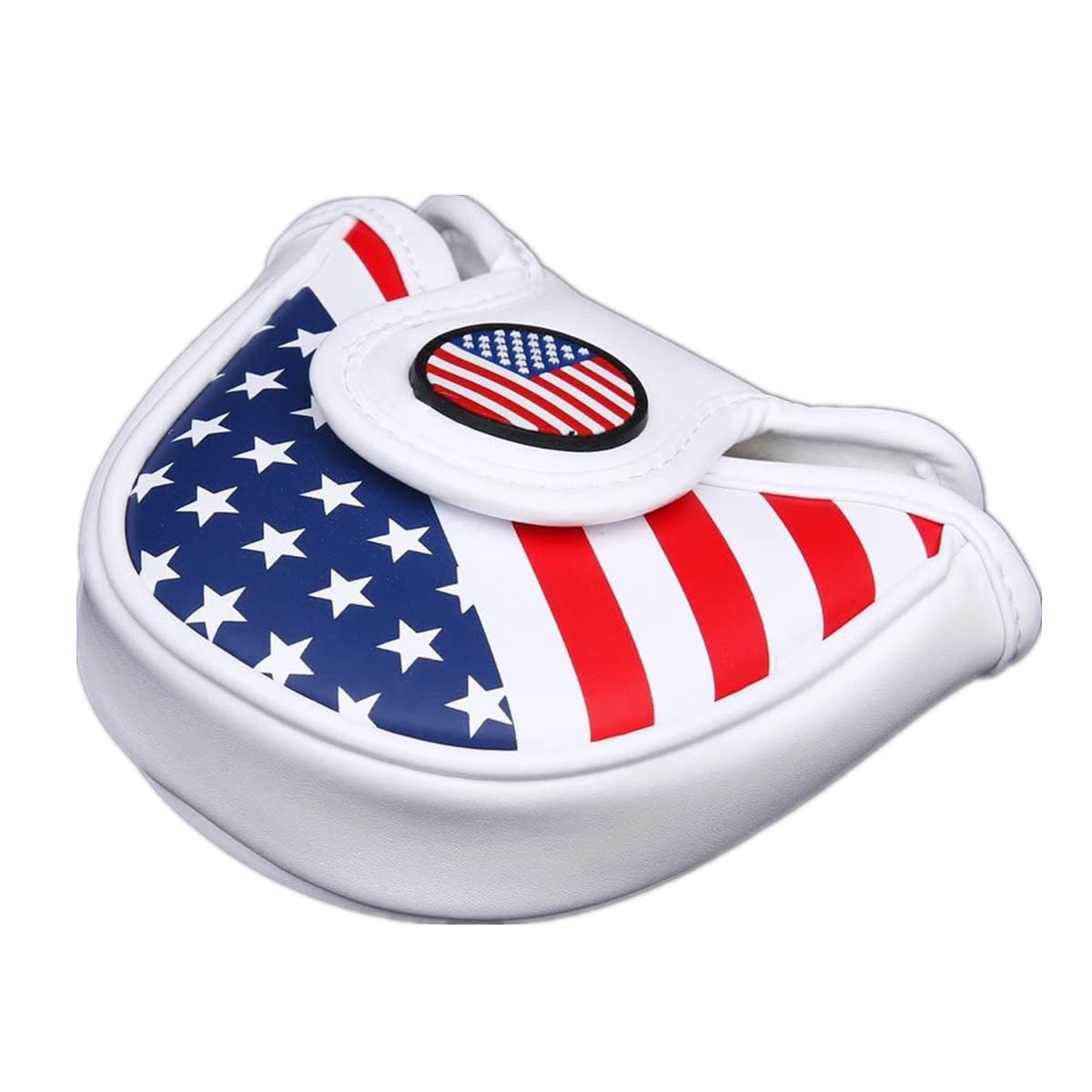US Flag Golf Mallet Putter Cover Headcover Magnetic fits for Scotty Cameron X5, Callaway Odyssey Stroke Lab, 2 Ball, Odyssey Sabertooth Series Putters - PU Leather Golf Putter Cover Mallet